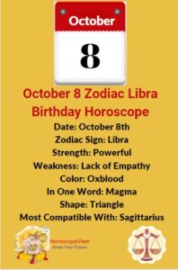October 8 Zodiac Libra Birthday Horoscope