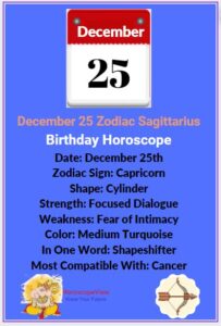 December 25th Zodiac Sign Capricorn Birthday Horoscope