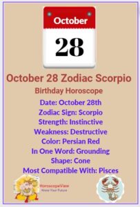 October 28 Zodiac Sign Scorpio Birthday Horoscope