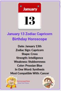 January 13 Zodiac Sign Personality (Capricorn)